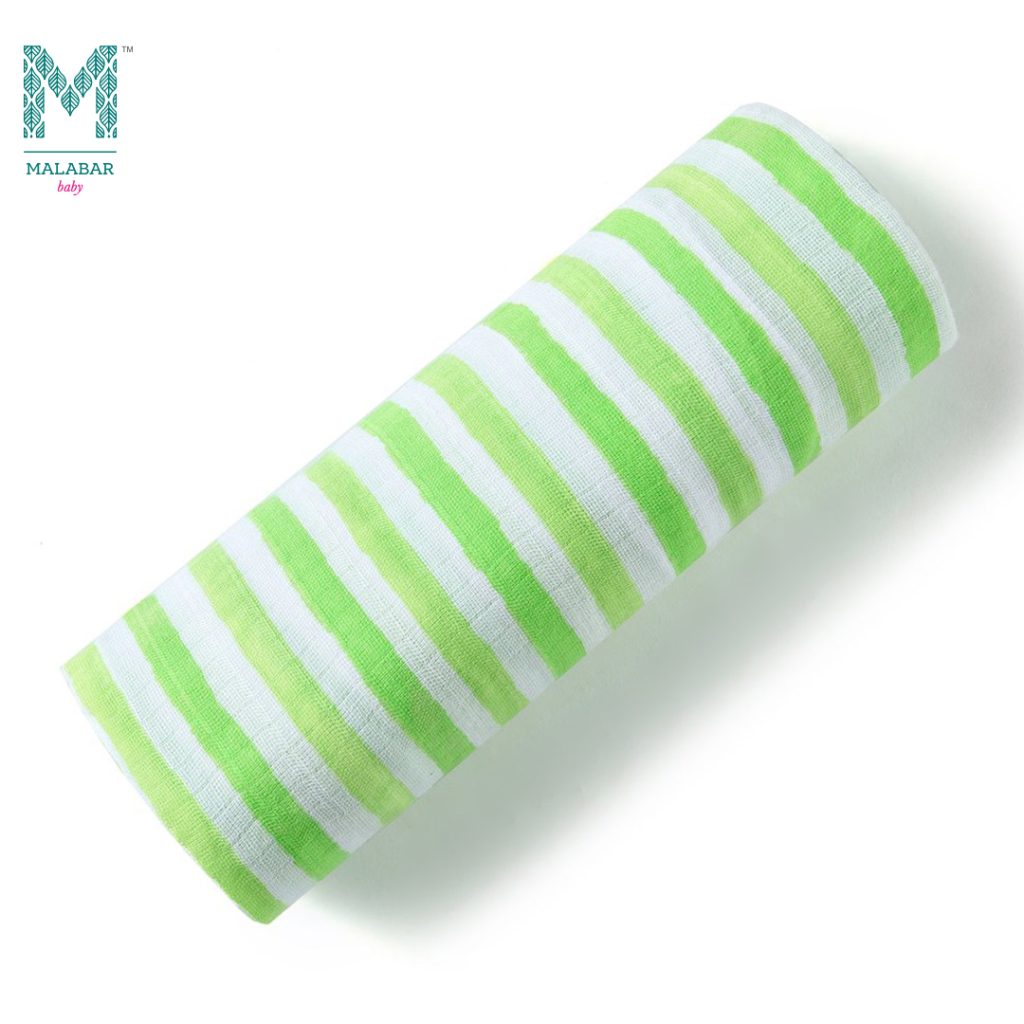Malabar Baby Organic Muslin Single Swaddle Lime Stripes - World Class ...